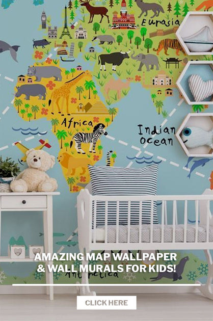 Amazing Map Wallpaper & Wall Murals for Kids! | Cool Wall Mural Looks ...